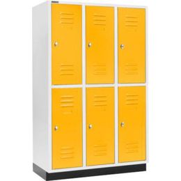 Sch&auml;fer Shop Sch&auml;fer Shop Select Kleiderspind, mit 3 x 2 Abteilen, 400 mm, mit Sockel, Drehriegelverschluss, T&uuml;r rapsgelb