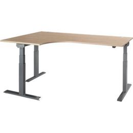 Sch&auml;fer Shop Sch&auml;fer Shop Select Winkelschreibtisch ERGO-T 2.0, elektrisch h&ouml;henverstellbar, 90&deg; Winkel links, T-Fu&szlig;, B 2000 mm, Eiche-Dekor/anthrazit