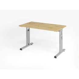 Home Office Tisch, Rechteck, C-Fu&szlig;, B 1200 x T 672 x H 650-850 mm, Wildeiche/silber
