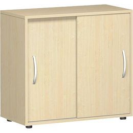 Schiebet&uuml;renschrank PALENQUE, 2 Ordnerh&ouml;hen, 1 Boden, B 800 x T 400 x H 752 mm, Ahorn