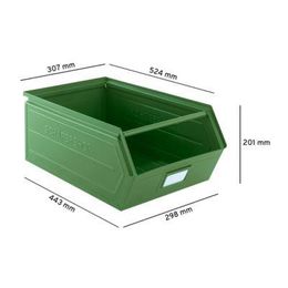 Sch&auml;fer Shop Sch&auml;fer Shop Select Sichtlagerkasten, mit Tragestab, L 524 x B 307 x H 201 mm, 26 l, 120 kg, Stahl, RAL 6011 (resadagr&uuml;n)