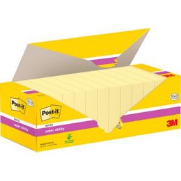 Post-it® Super Sticky Notes 654SSCYP1, B 76 x H 76 mm, 100 % Recycling-Papier, gelb, 24 Blöcke á 90 Blatt