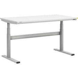 treston TED Arbeitstisch M1350 ESD, B 1500 x T 800 mm, elektrisch h&ouml;henverstellbar, T-Fu&szlig;, hellgrau RAL 7035