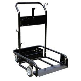 Wagen f&uuml;r 200 l Stahl-Kunststofff&auml;sser f&uuml;r CEMO Elektropumpen CENTRI SP30, je 2 Lenk- und Bockrollen, lackierter Stahlrohrrahmen, mit Halterung