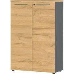 Aktenschrank Agenda Home, 3 OH, abschlie&szlig;bar, B 800 x T 400 x H 1200 mm, Graphit/Eiche