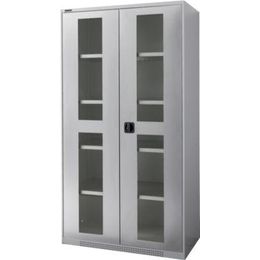 Sch&auml;fer Shop Sch&auml;fer Shop Genius Fl&uuml;gelt&uuml;renschrank FS, Stahl, Sichtfenster, L&uuml;ftungsl&ouml;cher, B 1055 x T 520 x H 1950 mm, 5 OH, Wei&szlig;alu/Wei&szlig;alu, bis 500 kg