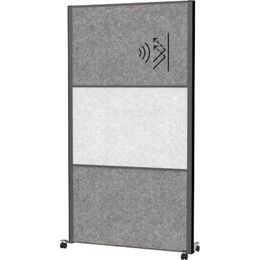 Maul Stellwandsystem Maulconnecto, Steckmodule, 1x Akustikvlies hell, 2x Akustikvlies dunkel, Klettverbindung, auf Rollen, H 1800 x B 1000 mm, anthrazit