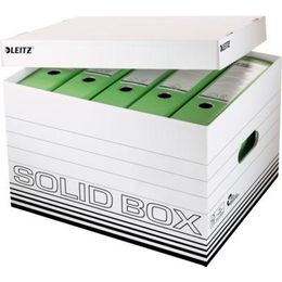 Archivbox Leitz Solid Box L 6119, mit Deckel & Aufbau-Automatik, 10 St&uuml;ck, wei&szlig;