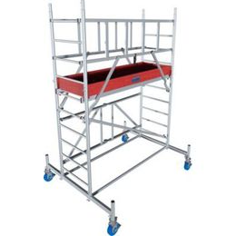 Alu-Faltger&uuml;st Krause ProTec XS, 200 kg/m&sup2;, gebremste Rollen, L 2000 x B 700 x H 3800 mm