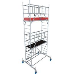 Alu-Faltger&uuml;st Krause ProTec XS, 200 kg/m&sup2;, gebremste Rollen, L 2000 x B 700 x H 5800 mm