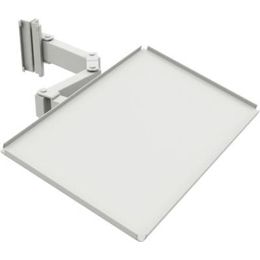 Ablage f&uuml;r Arbeitstisch treston Quick Edge, dreh- & neigbarer Doppelarm, bis 15 kg, mit Gummimatte, B 605 x T 405 x H 15 mm, Stahl, lichtgrau RAL 7035