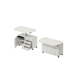 Home Office Rollcontainer Multilevel, mit Schubladen, Gasfederplatte, B 1200 x T 440 x H 740-1100 mm, wei&szlig;/wei&szlig;