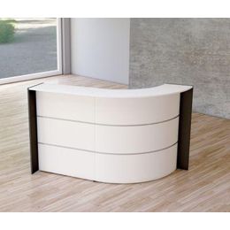 Bogen-Empfangstheke Faro Kompakt, 2 Elemente, Kabelf&uuml;hrung, B 1750 x T 950 x 1120 mm, wei&szlig;/anthrazit