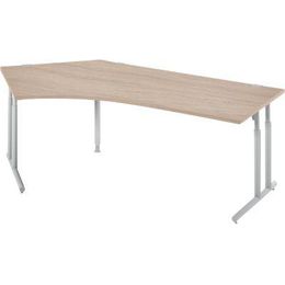 Sch&auml;fer Shop Sch&auml;fer Shop Select Winkelschreibtisch COMBITEC, 135&deg; Winkel links, C-Fu&szlig;, B 2165 x T 800/800 x H 677-817 mm, Eiche/wei&szlig;alu