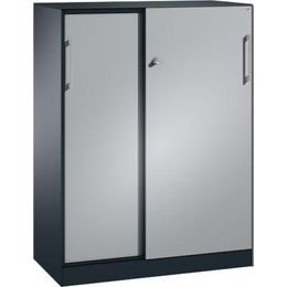 Schiebet&uuml;renschrank ASISTO C 3000, 3 Ordnerh&ouml;hen, mit Abdeckplatte, Breite 1000 mm, anthrazit/alusilber