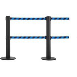 Absperrpfosten GLA 89, Doppelgurt mit jeweils L&auml;nge 9 m, 3-fach andockbar, schwarz/blau