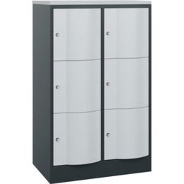 C+P Schlie&szlig;fachschrank Resisto, 2 Abteile, 6 F&auml;cher, B 772 x T 540 x H 1255 mm, Anthrazitgrau/Lichtgrau