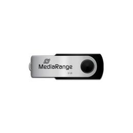 USB Stick MediaRange Serie MR, 8 GB, USB 2.0, Drehkappengeh&auml;use, B 11 x T 11 x H 56 mm, schwarz-silber