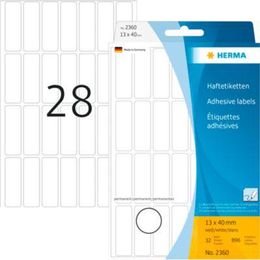 Vielzwecketiketten Herma, 13 x 40 mm, selbstklebend, permanent, matt, 896 St&uuml;ck, wei&szlig;