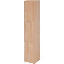 Schlie&szlig;fachschrank Topas Line, 6 Ordnerh&ouml;hen, 3 F&auml;cher, Zylinderschloss, B 400 x T 420 x H 2156 mm, Nussbaum/Nussbaum