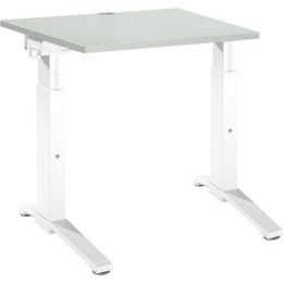 Sch&auml;fer Shop Sch&auml;fer Shop Genius Schreibtisch ERGOSTYLE S, manuell h&ouml;henverstellbar, Rechteck, C-Fu&szlig;, B 800 x T 800 x H 675-895 mm, lichtgrau/wei&szlig;