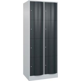 C+P Schlie&szlig;fachschrank Resisto, 2 Abteile, 8 F&auml;cher, B 772 x T 640 x H 1950 mm, Lichtgrau/Anthrazitgrau