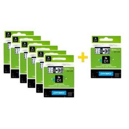 Dymo&reg; Schriftbandkassette 45803, 19 mm breit, wei&szlig;/schwarz, 6 + 1 GRATIS
