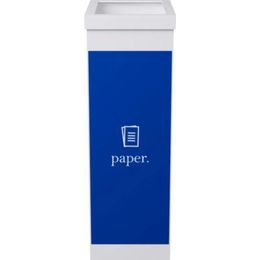Wertstoffsammler PAPERFLOW, Volumen 60 l, f&uuml;r Papier, mit abnehmbarem Deckel & Piktogramm, erweiterbar, L 363 x B 263 x H 760 mm, Polystyrol, blau-wei&szlig;