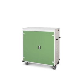 Laptopwagen mit Ladefunktion, 2-Punkt-Verriegelung, Feststellbremse, 30 F&auml;cher, B 1310 x T 500 x H 1250, gr&uuml;n
