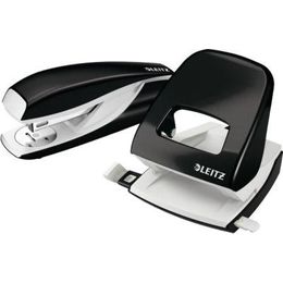 Leitz&reg; B&uuml;rolocher + Tischheftger&auml;t SET, schwarz hochglanz