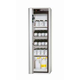 Sicherheitsschrank Typ 90 ASECOS S-PHOENIX-90, Faltt&uuml;r mit T&uuml;rfeststellanlage, Anschlag links, Front Lichtgrau, B 596 x T 616 x H 1968 mm