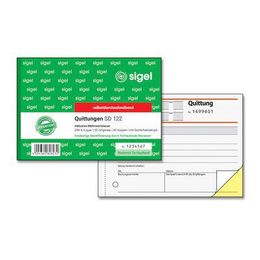 Sigel Quittungsformular SD122, mit MwSt., DIN A6 quer, 2 x 50 Blatt