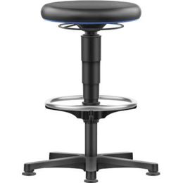 Allround Hocker bimos, sitzh&ouml;henverstellbar, mit Gleiter & Fu&szlig;ring, Kunstlederbezug, abwaschbar, unempfindlich gegen &Ouml;le & Desinfektionsmittel, Farbring blau