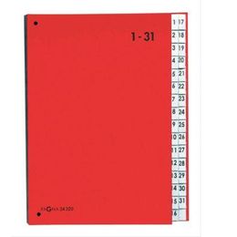 PAGNA Pultordner Color 1 - 31, auch f&uuml;r &Uuml;berformate, numerisch, Polypropylen, rot
