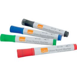 NOBO Glas-Whiteboard Marker, 4er Set sortiert
