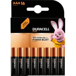 Duracell Alkaline Batterie Plus Extra Life, Micro AAA, LR03, 1,5 V, im Retail Blister, 16 St&uuml;ck