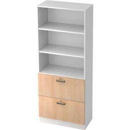 Schrank ULM, mit H&auml;ngeregistraturausz&uuml;gen, 3 OH, H 2004 x B 800 x T 420 mm, Eiche-Dekor