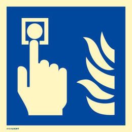 moedel Brandschutzschild &bdquo;Hausalarm (Brandmelder-Flamme)&ldquo;, Kunststoff, langnachleuchtend, B 148 x H 148 mm