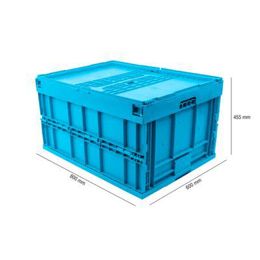 EURO-Ma&szlig; Faltbox 8645 DS, mit Deckel, Volumen 171,2 l, mit Stirnteilsicherung, blau