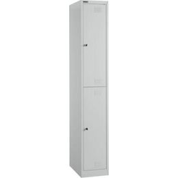 Sch&auml;fer Shop Sch&auml;fer Shop Select Garderobenspind, 1 x 2 Abteile, 2-t&uuml;rig, 2 Einlegeb&ouml;den, Kleiderstange, B 300 x T 457 x H 1800 mm, Qualit&auml;tsfeinblech, abschlie&szlig;bar