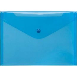 Foldersys Dokumententasche, DIN A5 quer, Druckknopfverschluss, PP, blau transparent