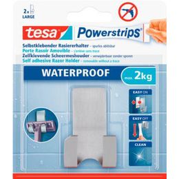 Tesa Powerstrips Waterproof Haken Zoom, aus Metall, für Feuchträume, Doppelhaken