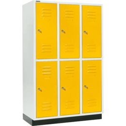 Sch&auml;fer Shop Sch&auml;fer Shop Select Kleiderspind, mit 3 x 2 Abteilen, 400 mm, mit Sockel, Zylinderschloss, T&uuml;r rapsgelb
