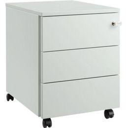 Sch&auml;fer Shop Sch&auml;fer Shop Pure Rollcontainer 333, Stahlkorpus, Holzfront, Rollen, abschlie&szlig;bar, B 435 x T 565 x H 567 mm, 3 Sch&uuml;be, lichtgrau/lichtgrau