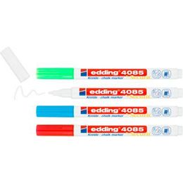 Kreidemarker Edding 4085, f&uuml;r glatte Oberfl&auml;chen, Strichbreite 1-2 mm, Rundspitze, 4er Set, basic