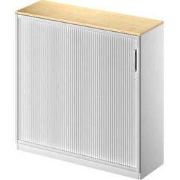 Sch&auml;fer Shop Sch&auml;fer Shop Genius Querrollladenschrank TETRIS SOLID, 3 OH, B 1200 mm, inkl. 19 mm Abdeckplatte, Ahorn-Dekor/wei&szlig;alu/wei&szlig;alu