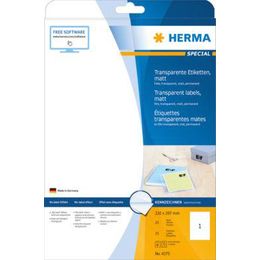 Herma transparente matte Folien-Etiketten auf A4-Bl&auml;ttern, 25 Etiketten, 25 Bogen