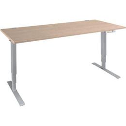 Sch&auml;fer Shop Sch&auml;fer Shop Genius Schreibtisch AERO FLEX, elektrisch h&ouml;henverstellbar, Rechteck, T-Fu&szlig;, B 1800 x T 800 x H 620-1280 mm, Eiche/wei&szlig;alu + Memorypanel
