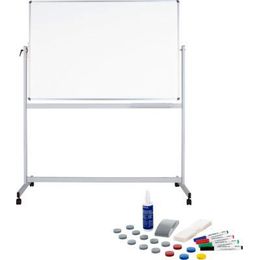 Mobiles Whiteboard Maul Maulstandard, 1000 x 2000 mm, 2-seitig, drehbar + Whiteboard Zubeh&ouml;rset, 31-teilg