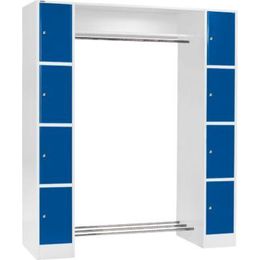 Sch&auml;fer Shop Sch&auml;fer Shop Select Schlie&szlig;fachgarderobe, mit Hutablage & Kleiderstange, 2 x 4 F&auml;cher, B 1735 x T 500 x H 1950 mm, lichtgrau/enzianblau